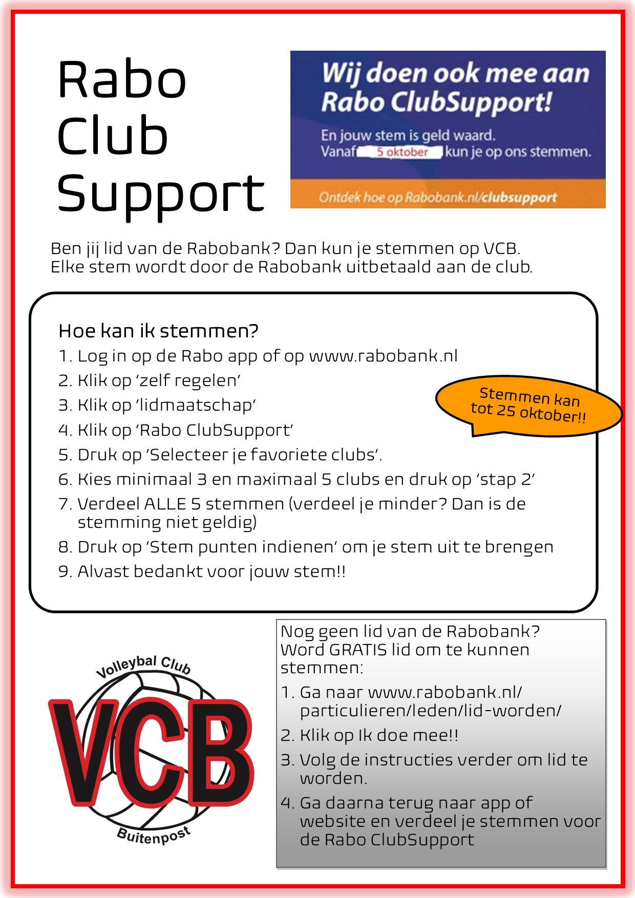 Rabo Club support – Volleybal Club Buitenpost